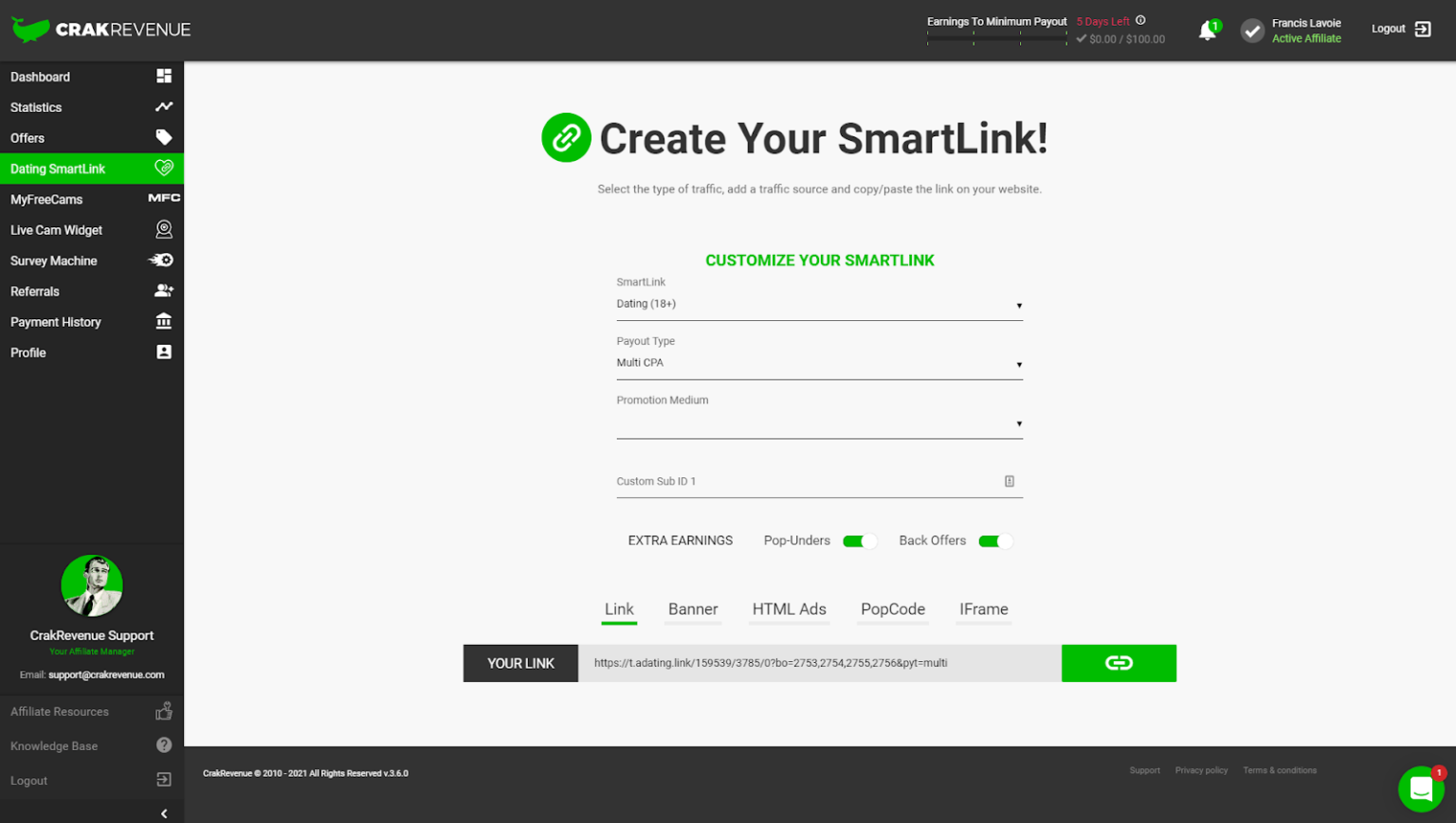 What is CrakRevenue’s Dating Smartlink? - Knowledge Base